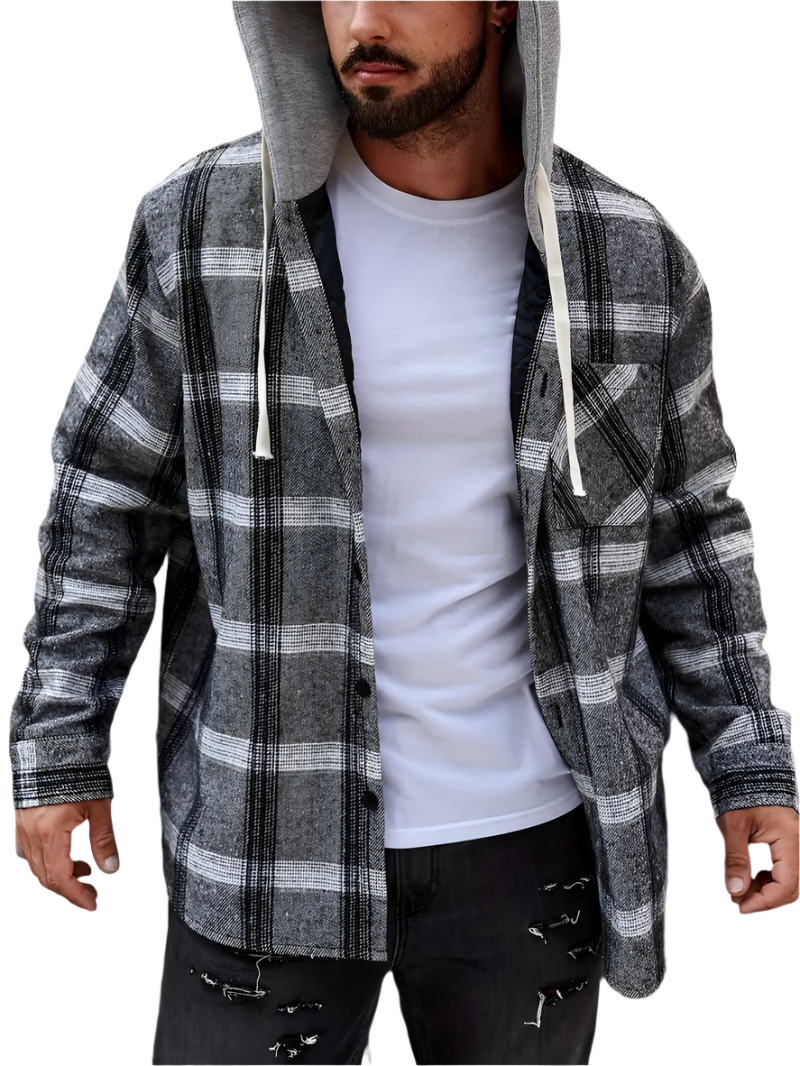 Lorenzo – Veelzijdig Geruite Heren Overhemdjas met Capuchon – Zantano