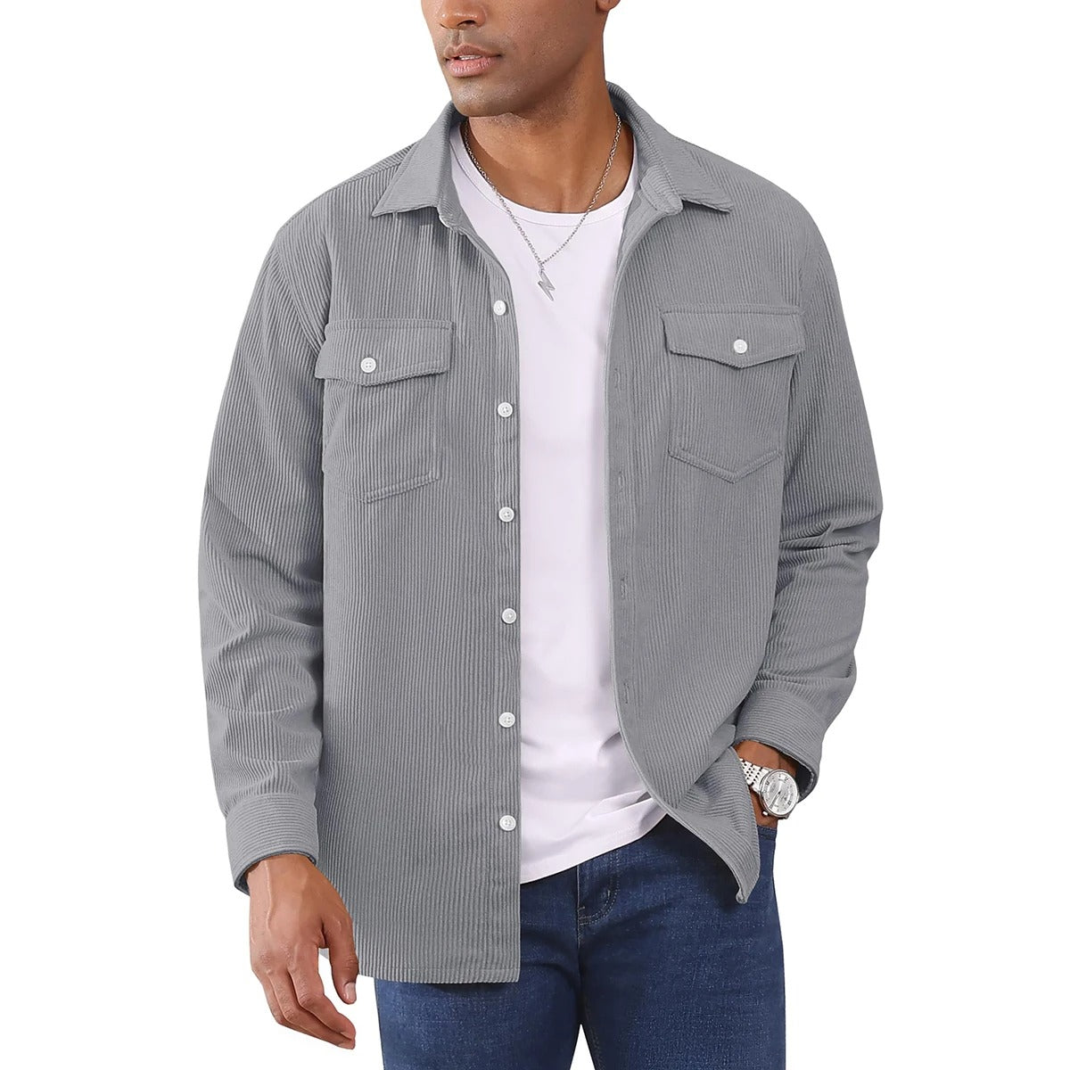 Leonardo – Heren Corduroy Overshirt met Lange Mouwen – Zantano